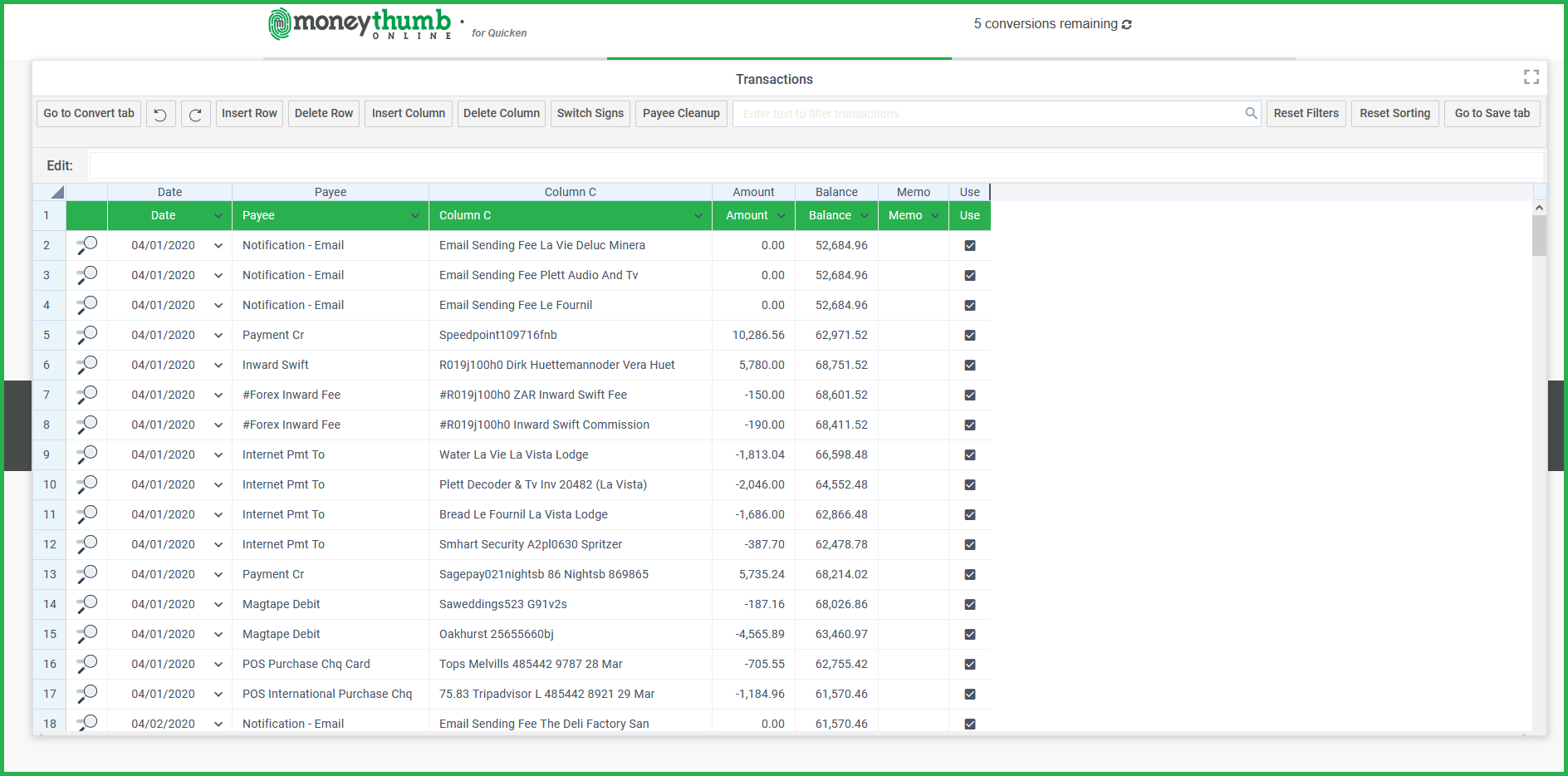 MoneyThumb Online for Quicken - MoneyThumb